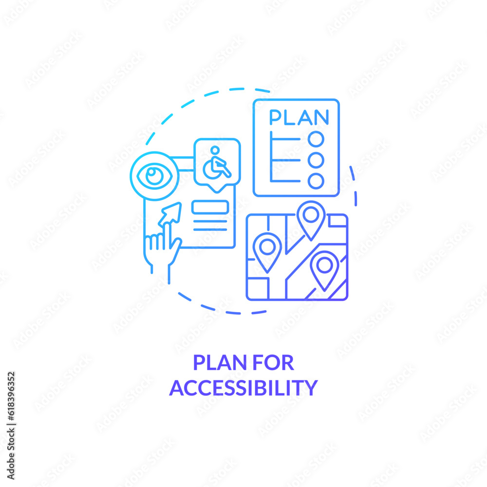 Plan for accessibility blue gradient concept icon. Security system ...