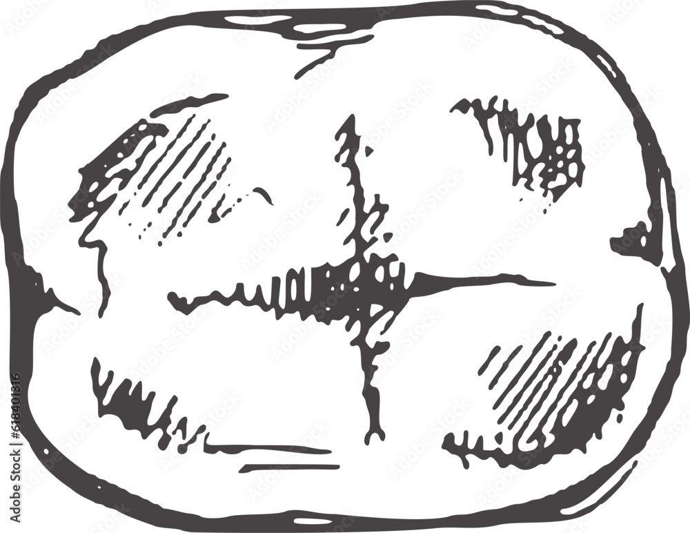 Highly detailed hand drawn human tooth with roots. Hand drawn sketch ...