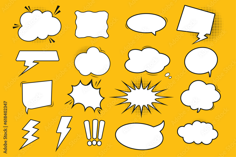 Set of Comic Bubbles Comic Text Bubble Comic Pop Art Chat Box Texture ...