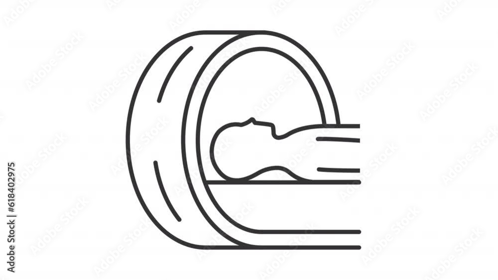 Animated tomography line icon. Patient getting x ray scan animation ...