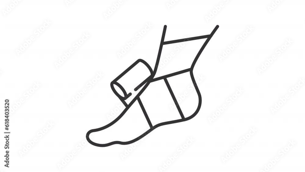 Foot injury icon animation. Animated line bandage tape wrapping leg ...