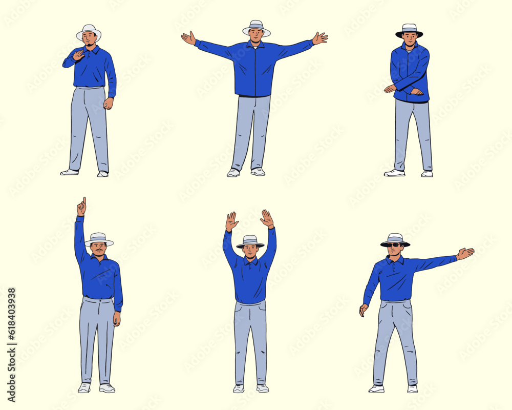 Poster Set of umpire poses, action vector illustration. – Wall Art ...