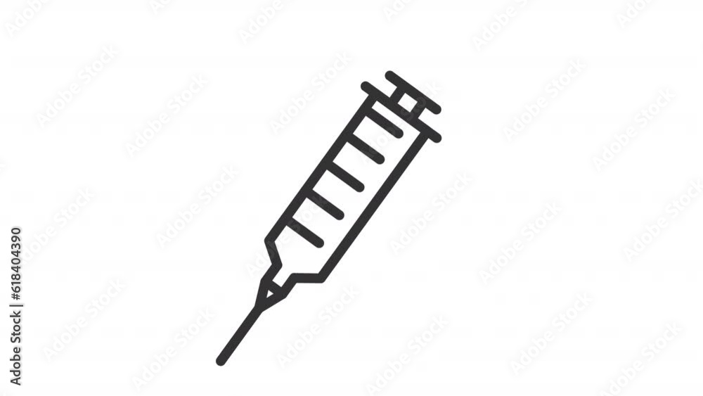Injection icon animation. Animated line needle syringe. Liquid medicine ...