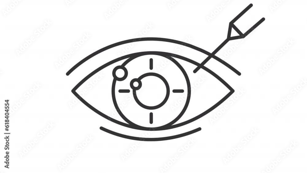 Vision correction icon animation. Animated line injection in eye ...
