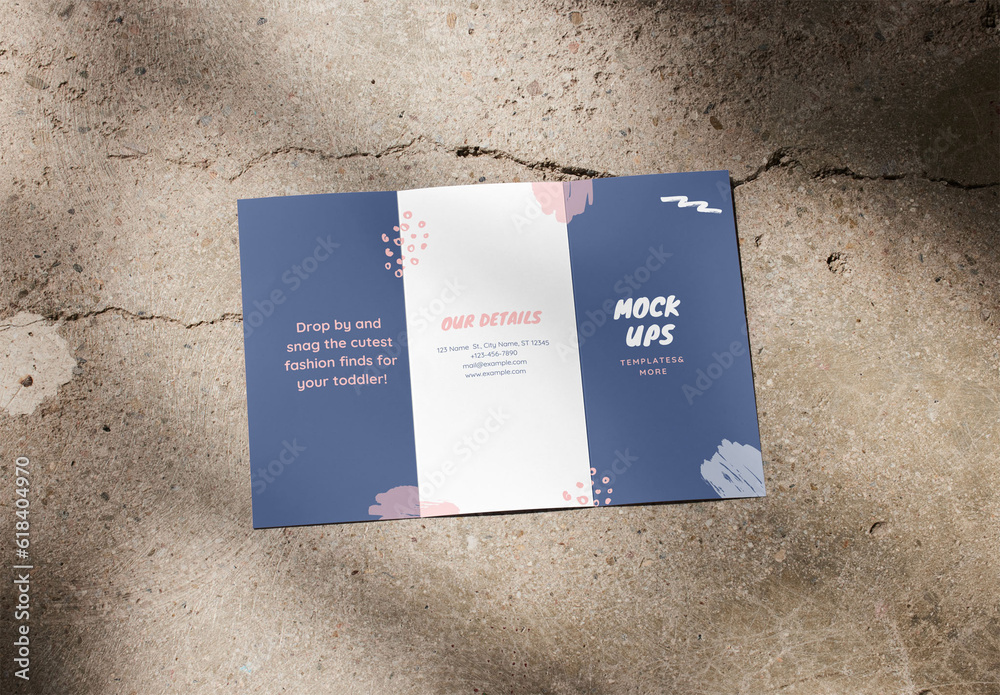 Mockup of customizable opened out A4 tri-fold pamphlet Stock Template ...