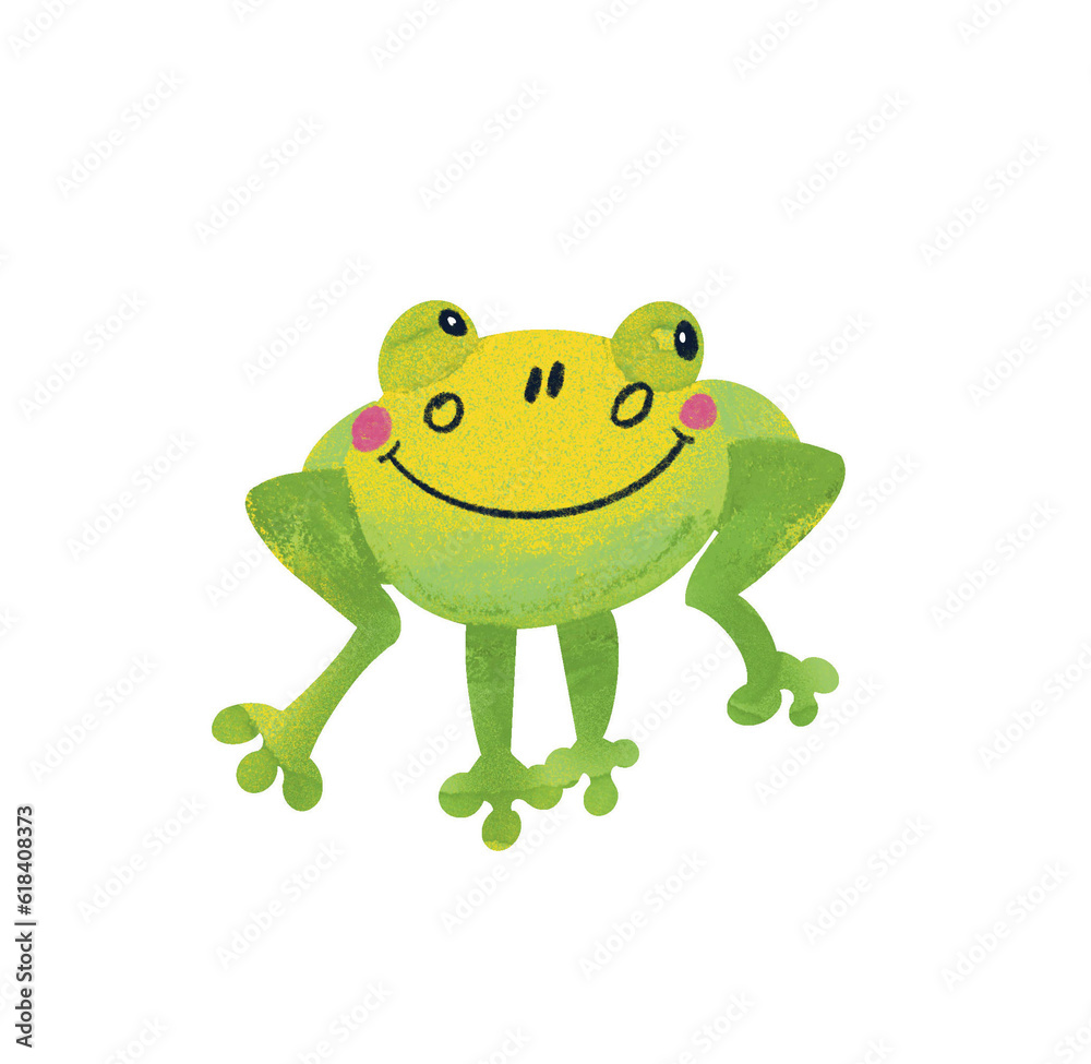 Cute funny smiling frog for design. Drawing cartoon animal character ...
