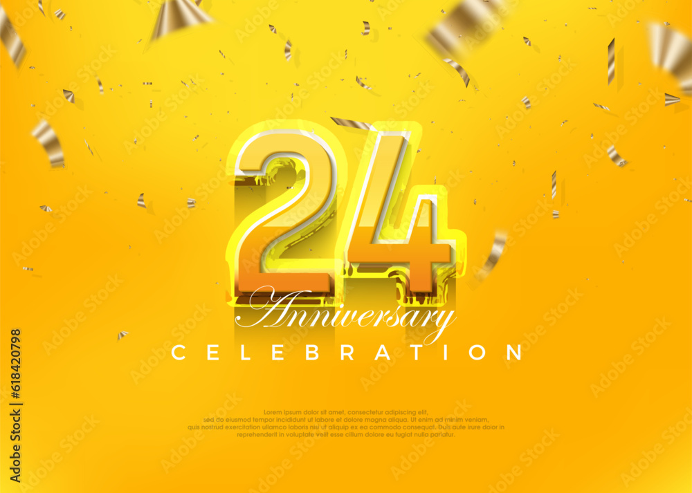 Premium 24th anniversary celebration design, with modern yellow 3d ...