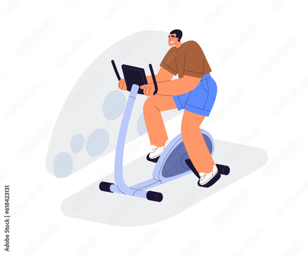 Cycling bike machine in gym. Person training endurance on stationary ...