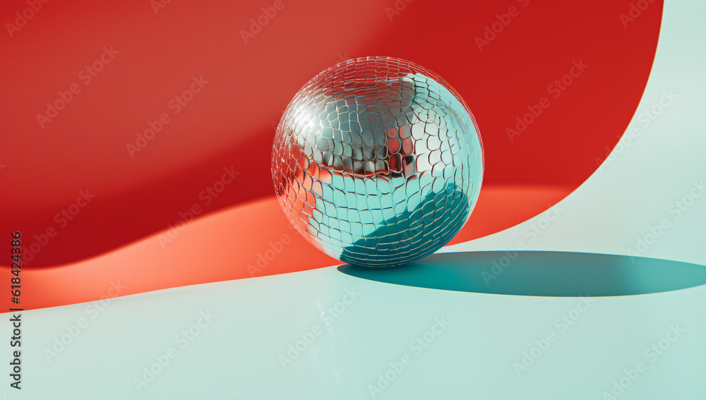 disco ball on blue red background.Illuminated Streets, Vibrant ...