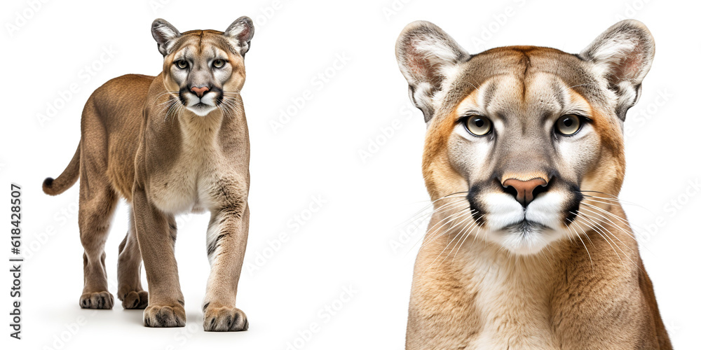 Adult mountain lion cat puma realistic photo generative AI illustration ...