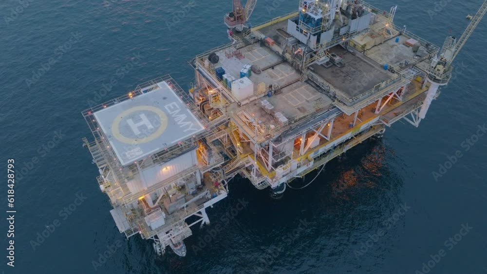 Top view of the steel structure of offshore oil drilling rig in the ...