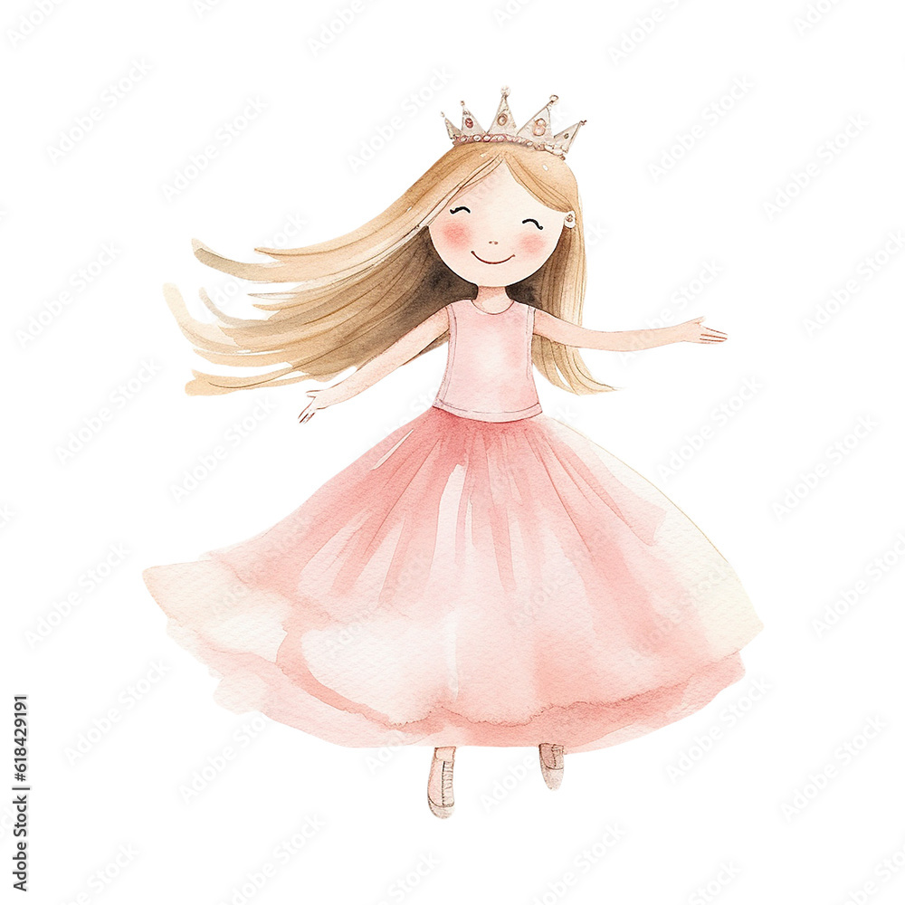 Little Princess Girl Pink - Cute Hand Painted Style - Childish ...