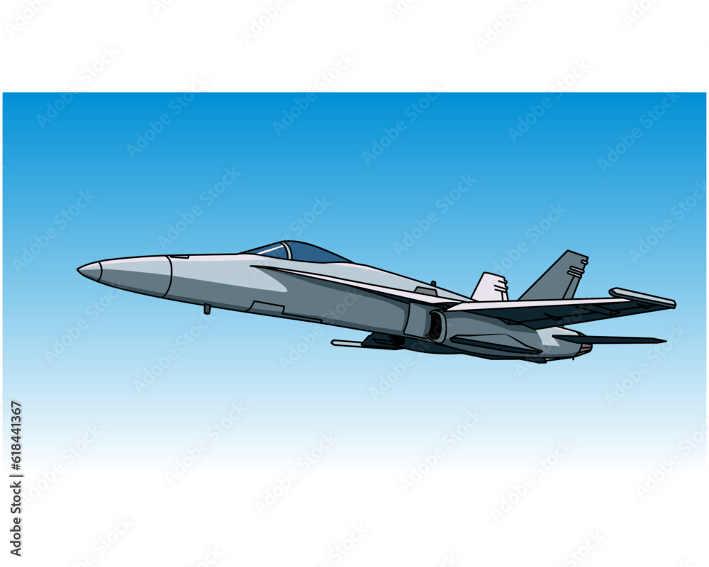 F-18 Hornet. Modern fighter jet. Vector image for prints, poster and illustrations. Stock Vector ...