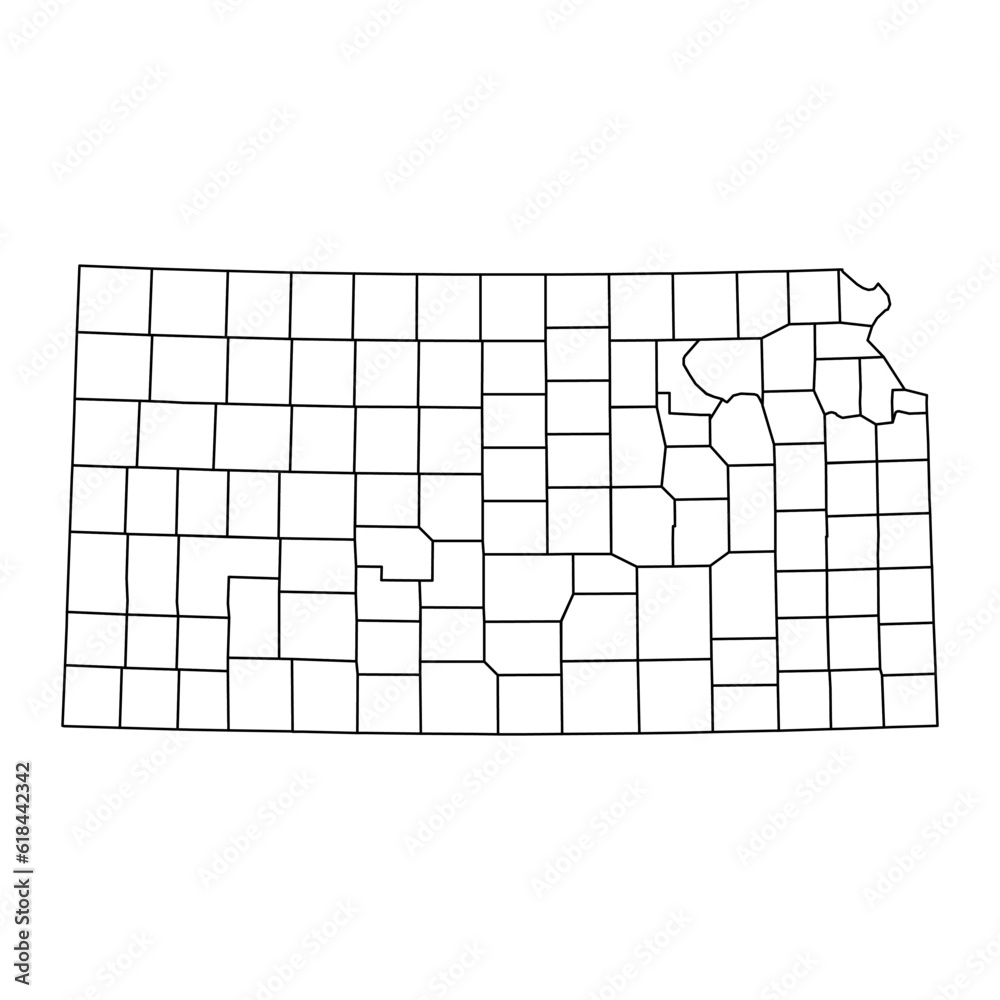 Kansas state map with counties. Vector illustration. Stock Vector ...