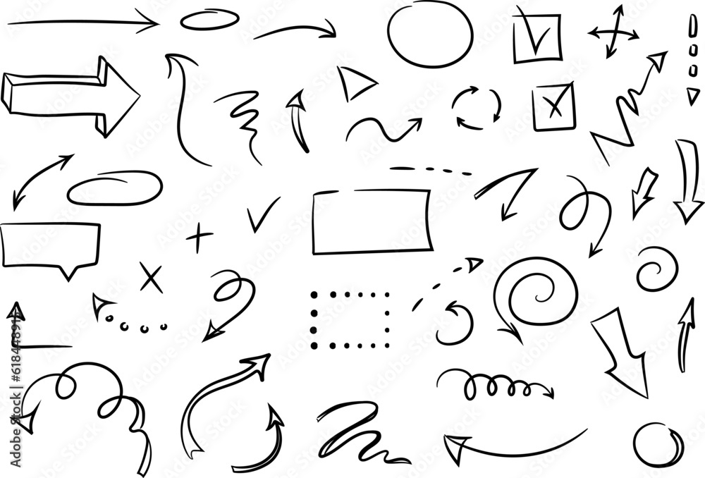 Doodle design elements and arrows. Elements for infographics. Hand ...