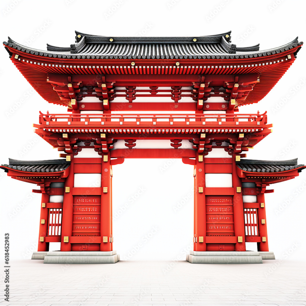 Japanese temple gate, white background. Generative AI image. Stock ...