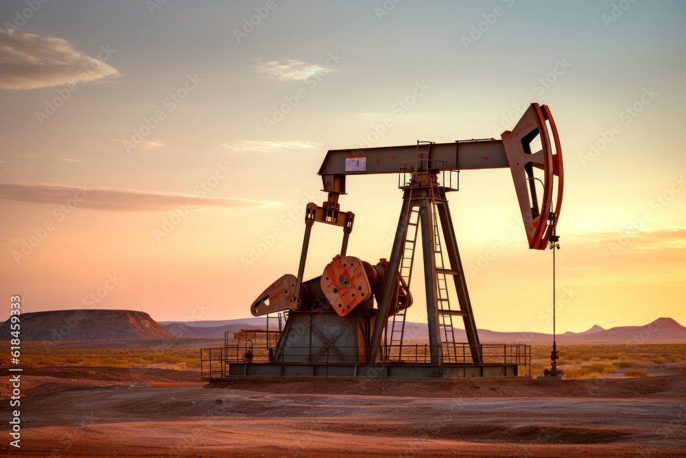 Drilling rig for extraction of fossil fuels and crude oil on the desert ...