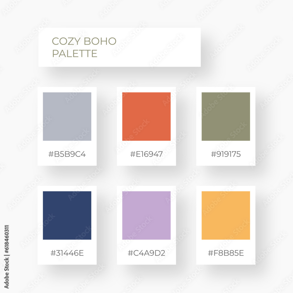 Cozy boho palette. Trendy pallete of color. Cozy color pallete. Swatch ...