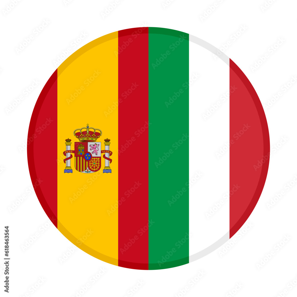 round icon of spanish and italian flags. vector illustration isolated ...
