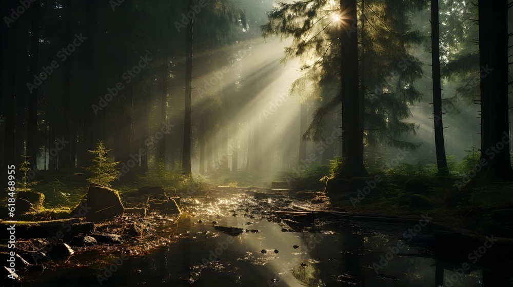 Pinhole camera photography of a serene forest clearing, capturing the ...