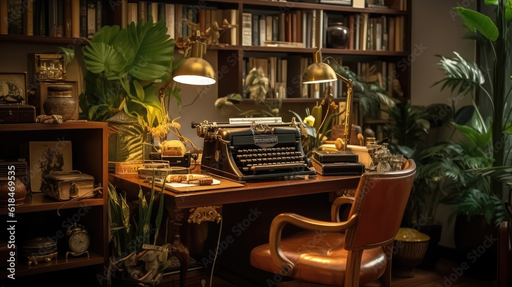 Inspiring office interior design Vintage style Office featuring Retro ...