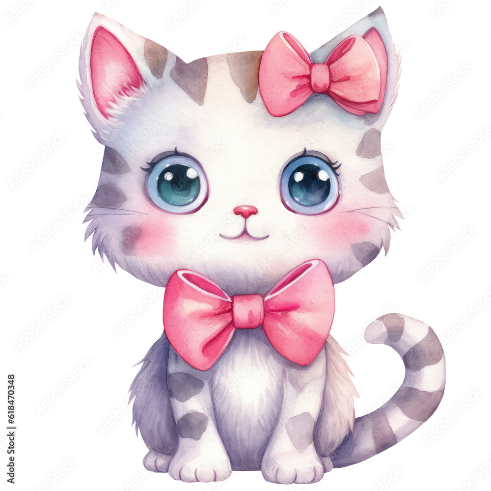 Cute Cat with Pink Ribbon for Joyful Baby Shower Celebrations ...