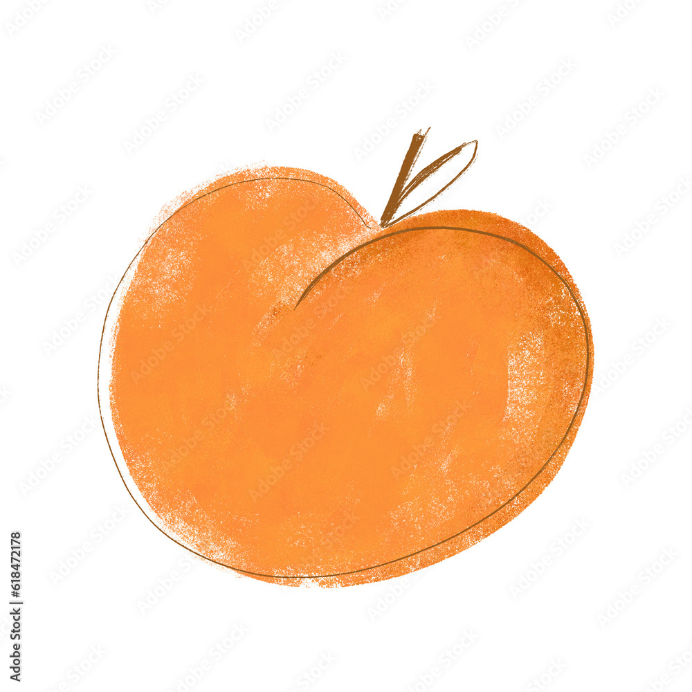 Simple Abstract Illustration of Hand Drawn Peach. Digital Drawing of ...