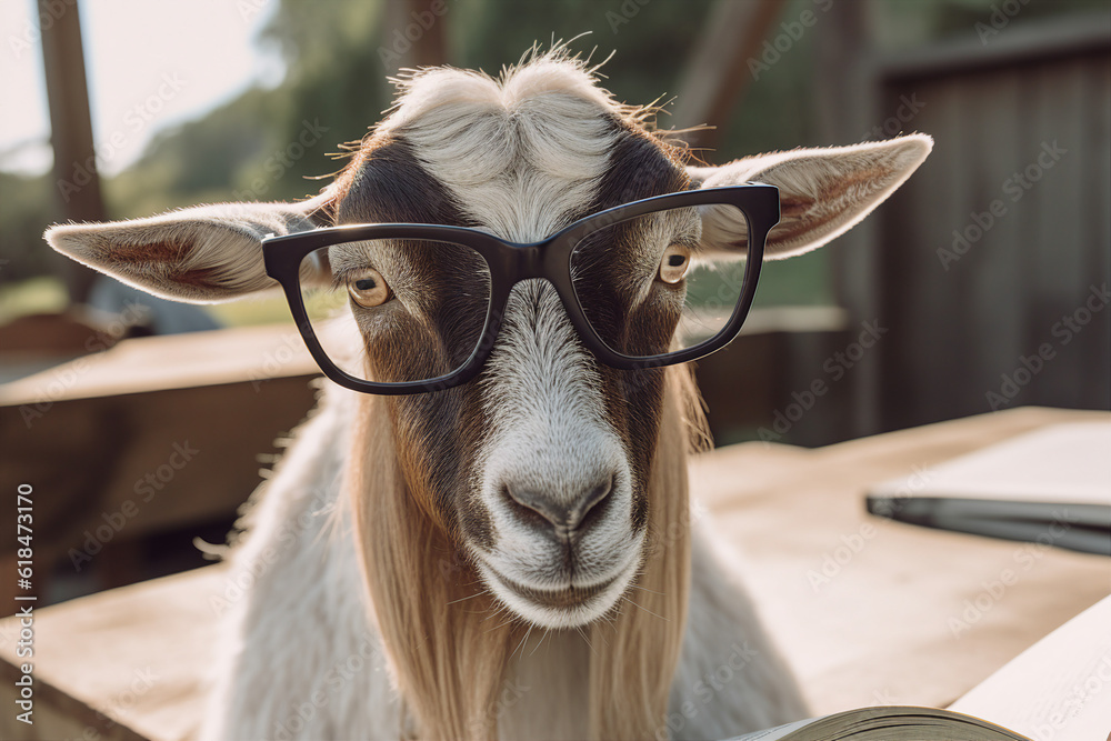 Generative ai advert collage for eco dairy products with goat in modern ...