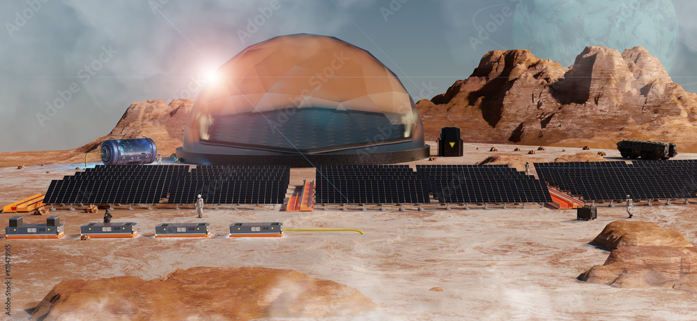 extraterrestrial solar power station Solar cells on the surface of Mars ...