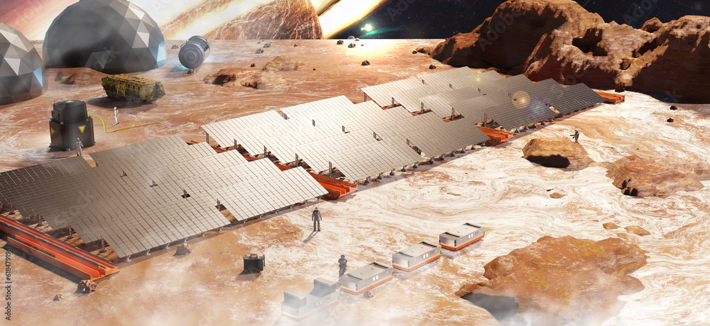 extraterrestrial solar power station Solar cells on the surface of Mars ...