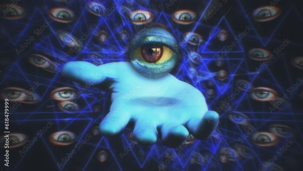 Palm Hand Creepy Eyeball Stare Weird Humanoid Eyes Strange Background ...