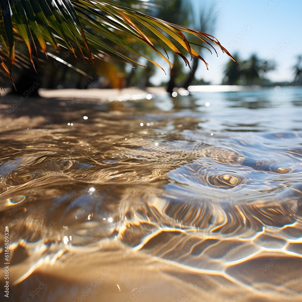 Sunlit Water with Beach Backdrop, Abstract White Sand, Shadows from ...
