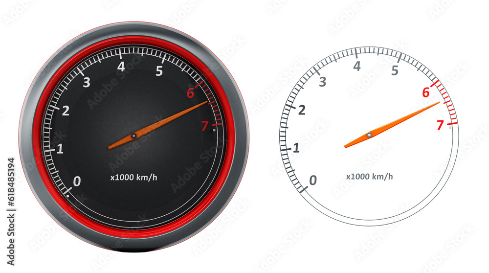 RPM meters isolated on transparent background. 3D illustration Stock ...