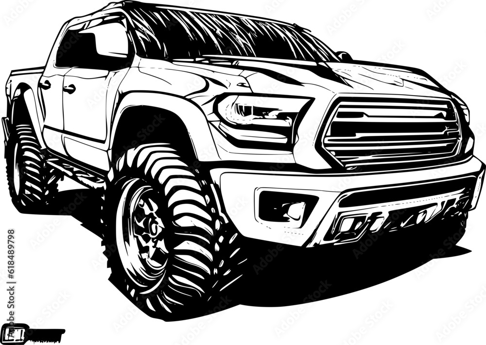 black and white truck Stock Vector | Adobe Stock