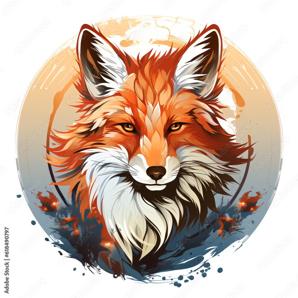 Fox logo symbol isolated on the transparent background PNG. AI ...
