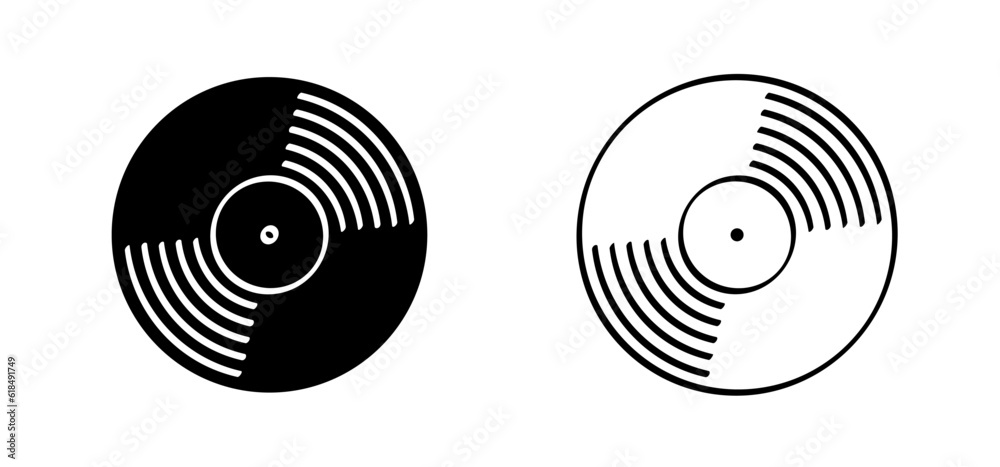 Cartoon vinyl or lp icon symbol. dj symbol. retro vinyl record album ...