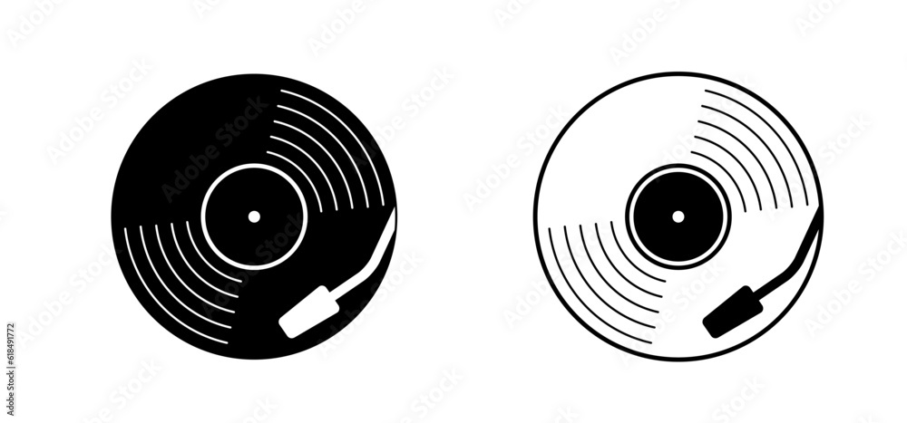 Cartoon vinyl or lp icon symbol. dj symbol. retro vinyl record album ...
