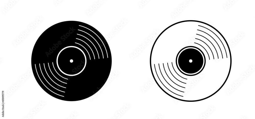Cartoon vinyl or lp icon symbol. dj symbol. retro vinyl record album ...
