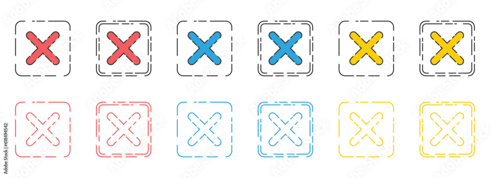 Rejected cross mark icon in flat style vector collection Stock Vector ...