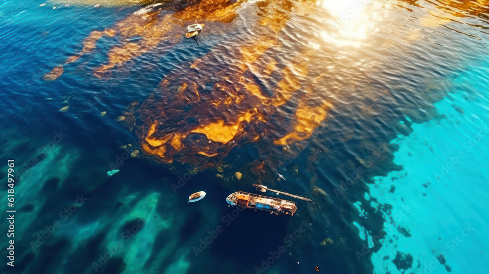 Pollution of the sea coast with industrial waste and oil spills ...