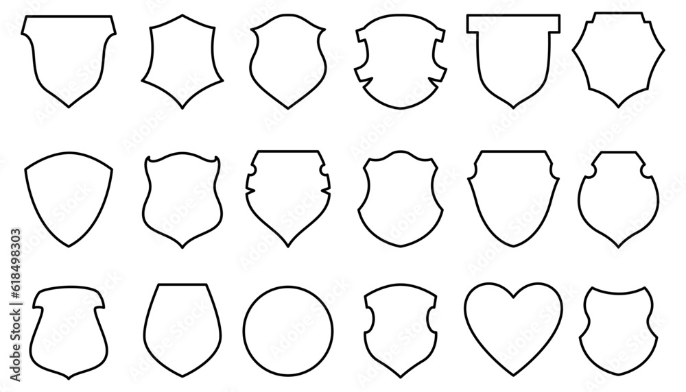 Vetor de Shield icon set in vintage style. Protect shield security line ...