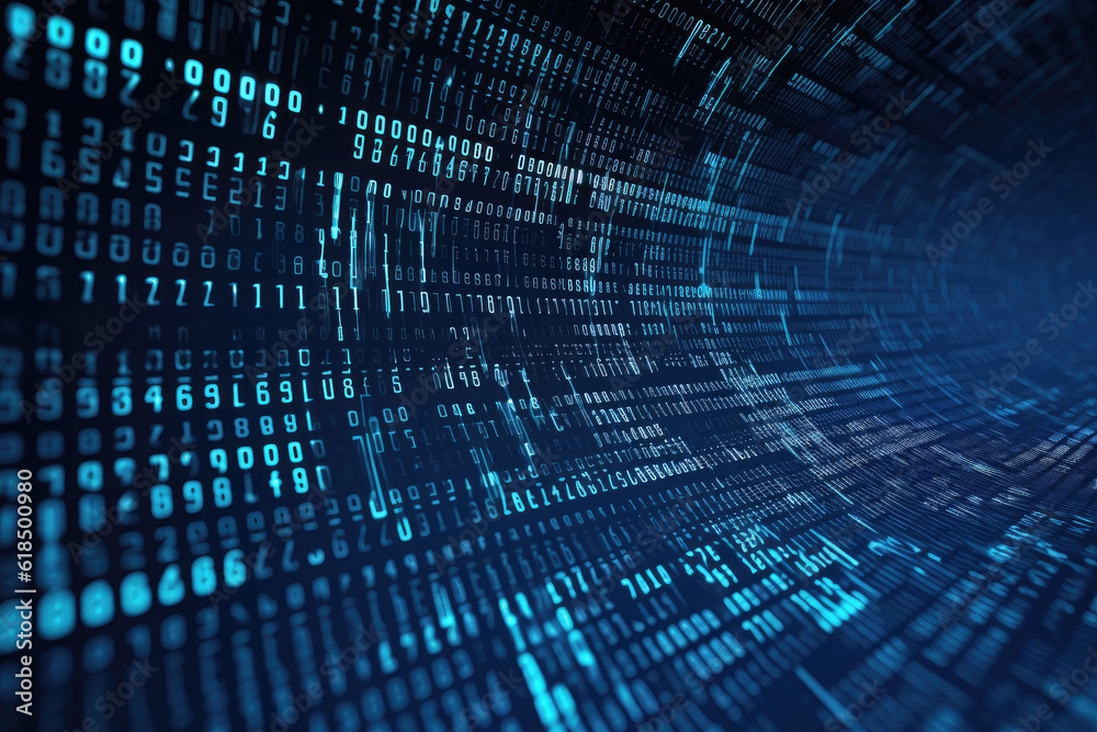 Digital Binary Data Streaming Binary Code Background Matrix Background With Digits Generative