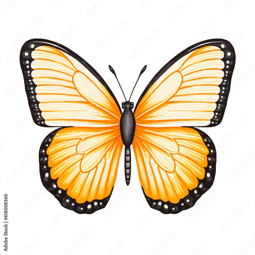 Flight of Fancy: The Minimalist Orange Butterfly - Created with Generative AI Technology Stock ...