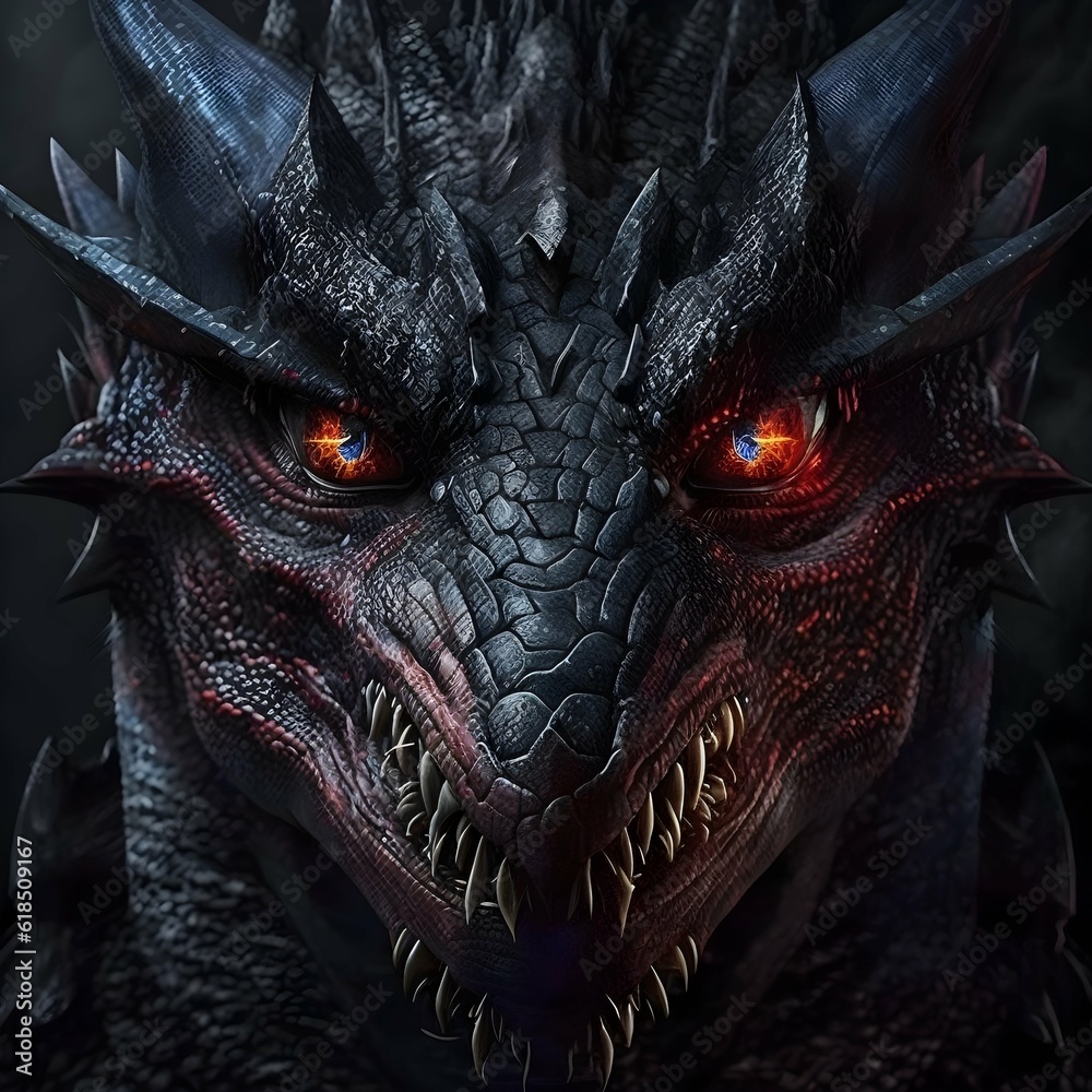dungeons and dragons very angry black dragon red eyes cinematic wide ...