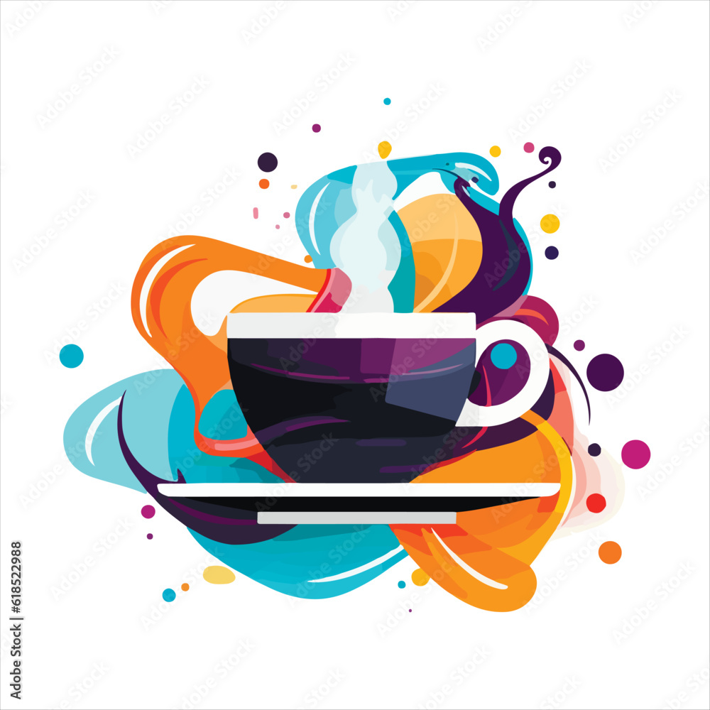 Coffee shop logo template, natural abstract coffee cup with steam ...