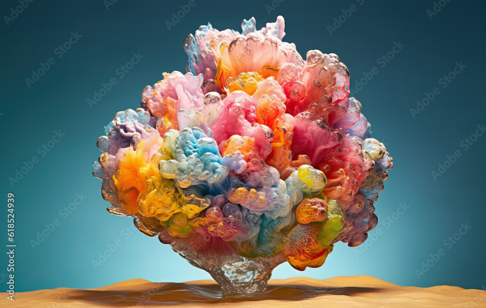 Colorful abstract glass object in the shape of a cloud created with ...
