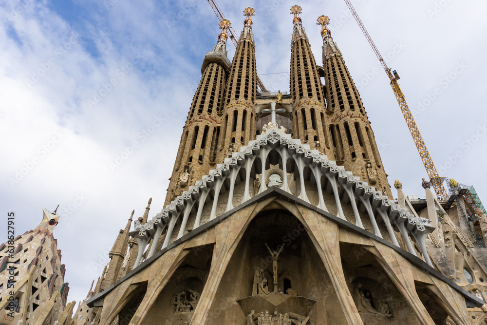 Front entrance at La Sagrada Familia church by Antoni Gaudi in ...