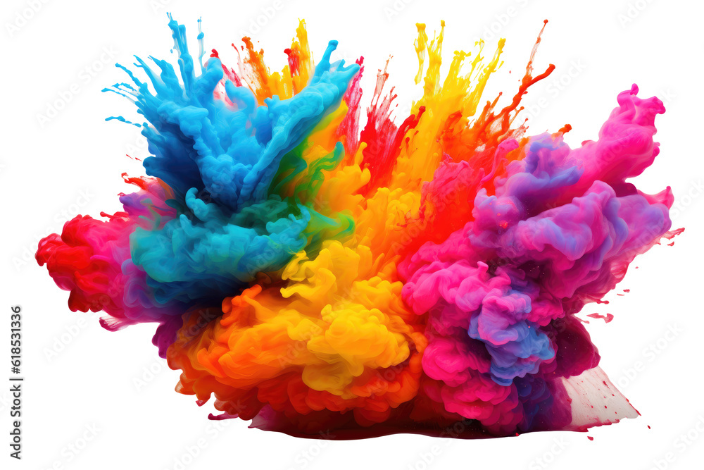 explosion .colorful watercolor hand prints on transparent background ...