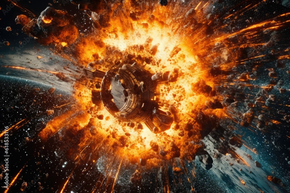 Sci-Fi Spaceship Explosion Stock Illustration | Adobe Stock