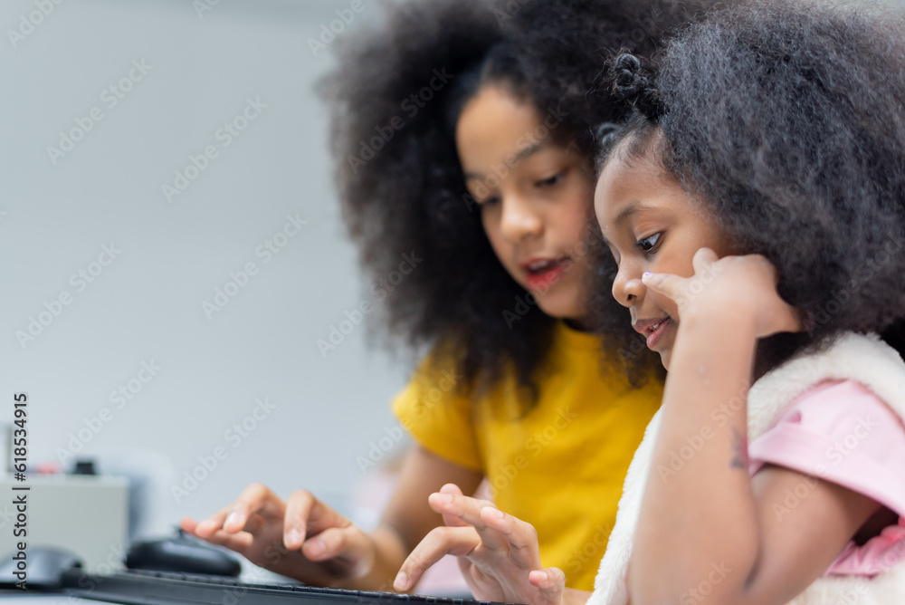 Group Kid teen child enjoy Machine Learning Robot arm is Moving Under ...